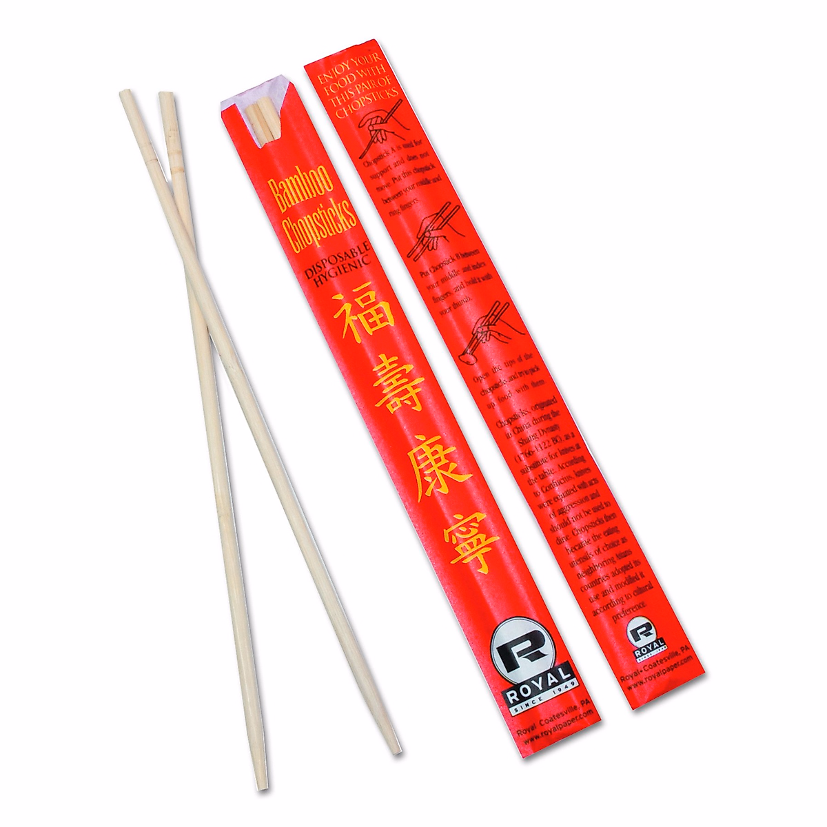 Royal Paper R809 Chopsticks, Bamboo, 9", Natural (Case of 1000)