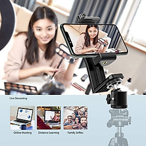 6amLifestyle Cell Phone Tripod Mount Adapter with Tripod Ball Head 360° Rotatable for Universal Smartphone Samsung Galaxy iPhone Holder for Tripod Selfie Stick Monopod Etc