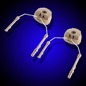 2pcs Helmet Rail Adapter Headset Helmet Adapter Arc Rail Adaptor Suspension Headphones Bracket Hunting Earmuffs Support Left & Right Side Support for Peltor Comtac(Brown)