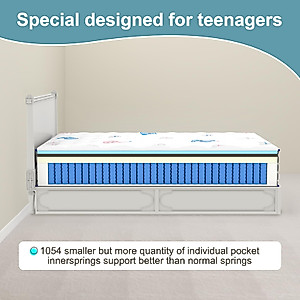 pareler bear Twin Mattress for Kids, 8" Edge Hardening to Prevent Slipping, Hybrid Mattress, Pocket Innerspring for Motion Isolation, Breathable Cover with High Density Memory Foam