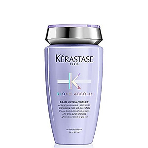 KERASTASE Blond Absolu Ultra-Violet Purple Shampoo | For Lightened, Highlighted and Grey Hair | Neutralizes Brassy and Yellow Undertones | Hydrates and Protects | With Hyaluronic Acid | 8.5 Fl Oz