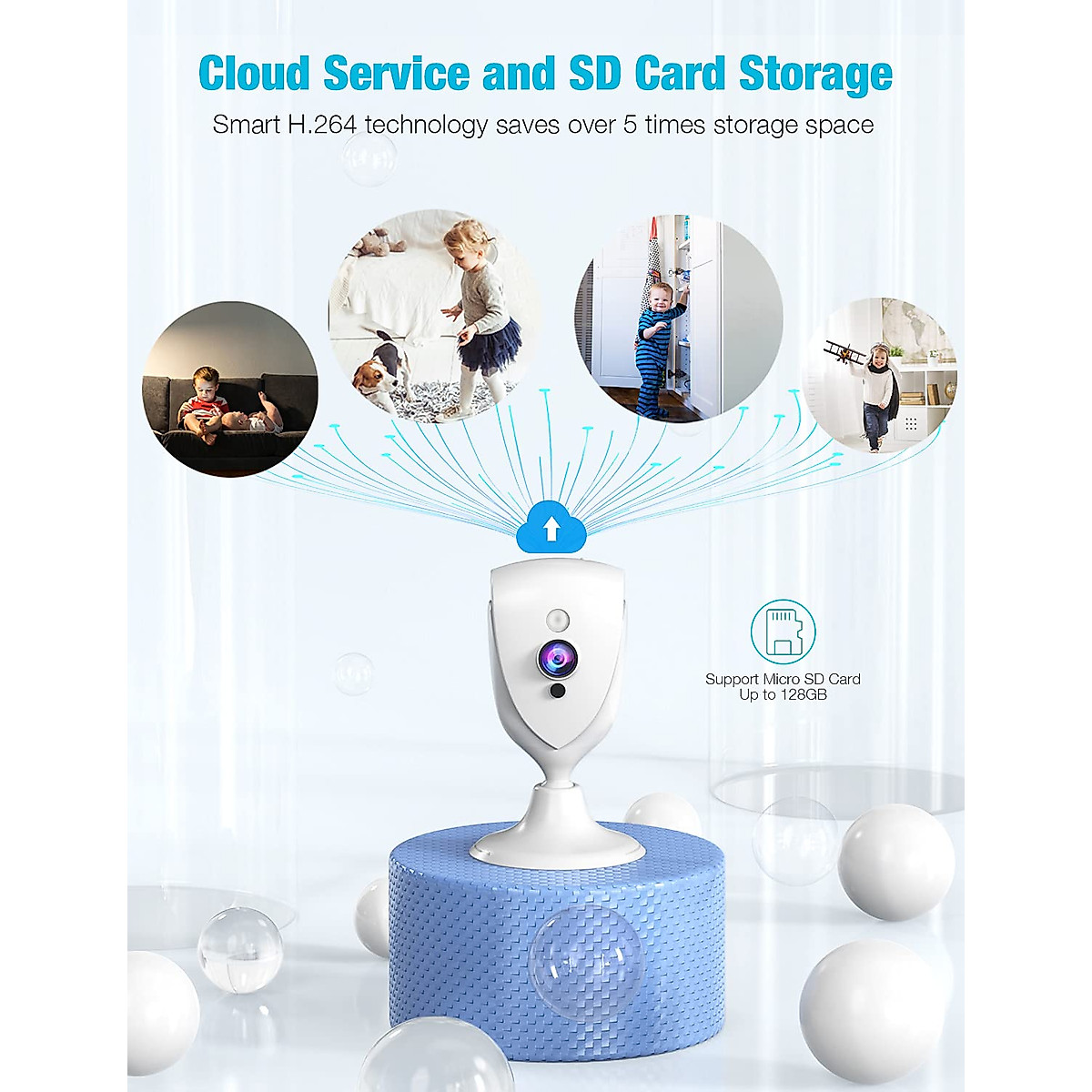 Ebitcam Pet Camera,1080P Mini Baby Monitor with Camera and Audio,Night Vision, 2-Way Audio,Motion Alarm for Home Security Camera,Watch Live Streaming Video Anywhere,Cloud Storage,Work with 2.4G WiFi