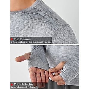 3 Pack: Men's Long Sleeve T Shirts, Dry Fit UV Sun Protection Outdoor Hiking Athletic Active Tops with Thumb Holes (Set 2, XX-Large)
