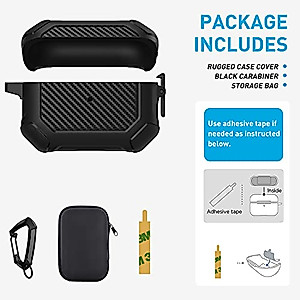 Maxjoy for Airpods Pro Case Cover with Lock, Airpods Pro Protective Case Hard Shell Rugged Shockproof Cover with Keychain Compatible with Apple Airpods Pro 2019 Front LED Visible, Black