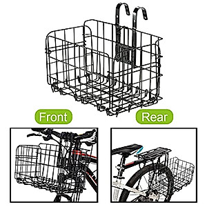 Hamiledyi Folding Bike Basket,Lift-Off Front Bike Basket with Handles Easy Installation Rear Cargo Rack - Rust Proof Bicycle Bag for Mountain Bike Accessories