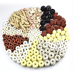 SimiAqua Biological Filter Media - Bio Balls Ceramic Rings Set with Mesh Bag for Aquarium Filter, Pond and Fish Tank (500g, 1.1lb)