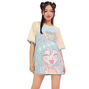 Winx Club Women's Bloom Printed Short Sleeves Crew Neck Summer Sleepwear Loungewear T-shirt Dress (extra large) Blue