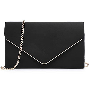 Dasein Ladies' Velvet Evening Clutch Handbag Formal Party Clutch For Women With Chain Strap (Black)