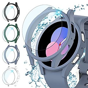 Rc-Z Screen Protector Case for Samsung Galaxy Watch 4/Galaxy Watch 5 44mm,[4+4Pack] Bumper & Face Cover Replacement for Samsung Galaxy Watch 4/Galaxy Watch 5 44mm Accessories(Blue+Black+Green+Clear)