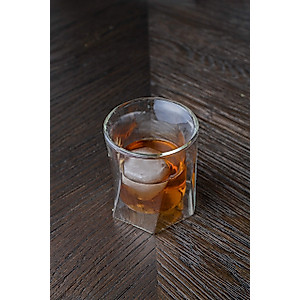 LEMONSODA Double Wall Whiskey Glasses - Insulated Clear Cup Design - Set of 4-300 ml - Premium Whiskey Glasses for Scotch, Single Malt, Whiskey, Bourbon, Rye - Old Fashioned Glass