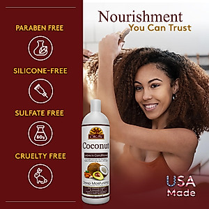 OKAY Coconut Deep Moisturizing Leave In Conditioner Helps Replenish Moisture And Elasticity For Healthy Strong Hair Sulfate,Silicone,Paraben Free For All Hair Types and Textures Made in USA 33oz