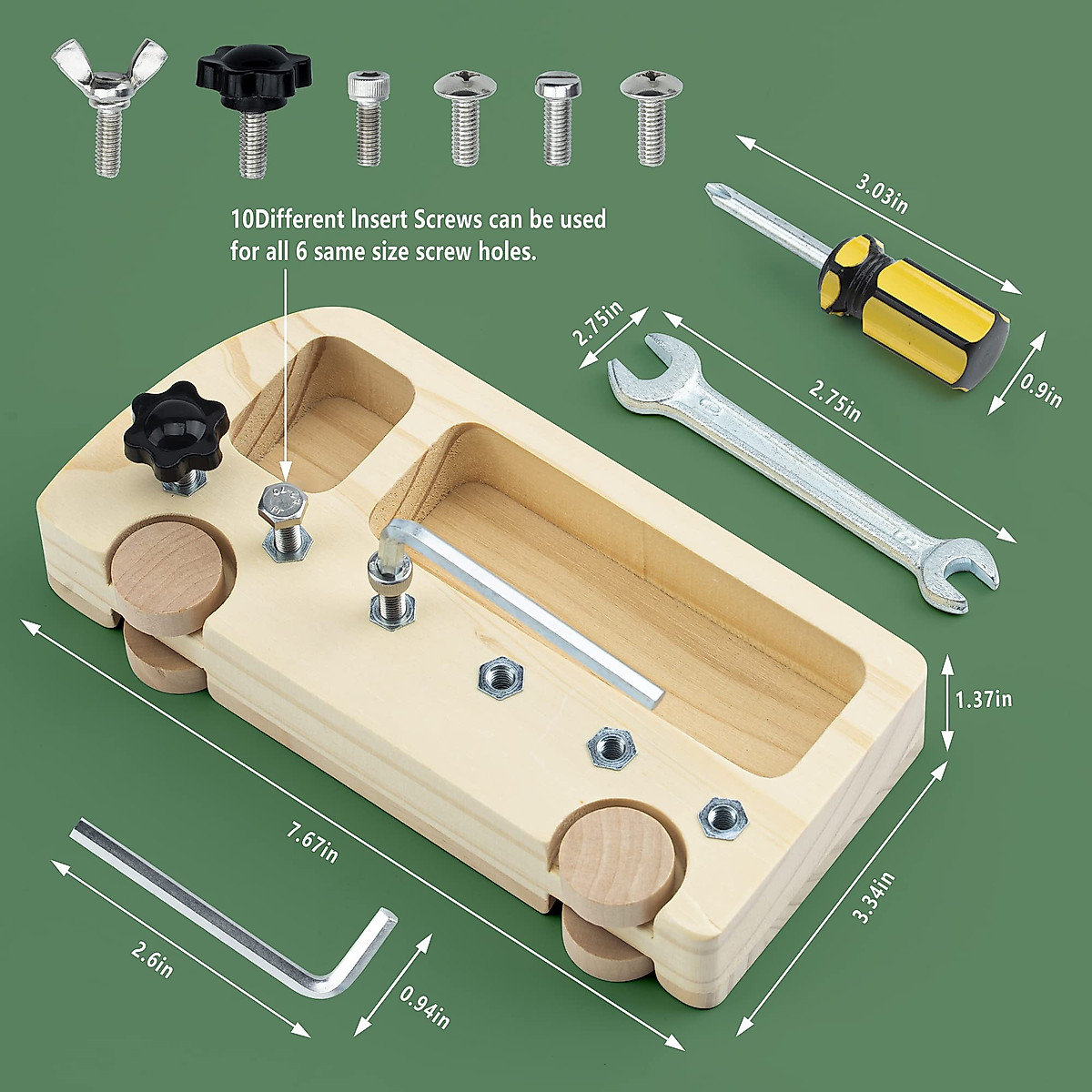 Yokimiya Montessori Toys Wooden Screw Driver Board Set for 3 4 5 Year Old Kids Sensory Toys Toddler Educational Learning Toys Preschool, Classroom STEM Toy