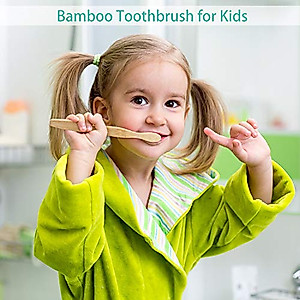 16 Pcs Kids Bamboo Toothbrush Soft Bristle Natural Toothbrush Wooden Toothbrushes Kids Toothbrush with Colorful Bristles and Ergonomic Animal Designs Handles for Kids