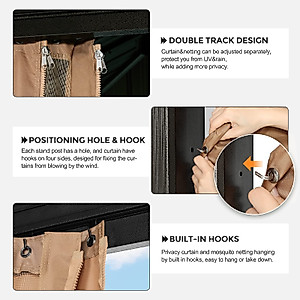 ABCCANOPY Hardtop Gazebo 12x12 - Outdoor Metal Hard Top Gazebo, Permanent Galvanized Steel Aluminum Framed Pavilion with Netting and Curtain for Patio Backyard Lawn Garden (Double Roof, Khaki)