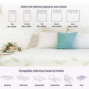 NapQueen Queen Size Mattress, 6 Inch Anula Green Tea Infused Memory Foam Mattress, Queen Size Mattress Bed in a Box, CertiPUR-US Certified Mattress