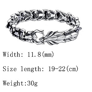 KF Ornament Vintage Dragon Design Bracelets for Men - Marine-Grade Titanium Steel, Waterproof, Rust-Proof, and Scratch-Resistant (Gold, 8.66in)