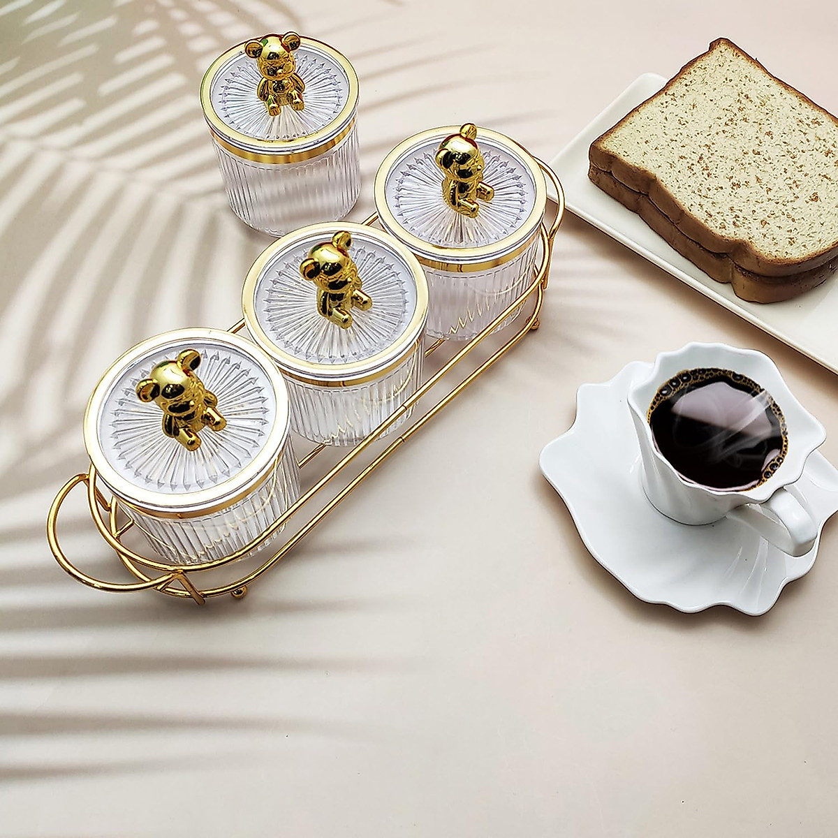 jinsongdafa Metal tray Snack candies tank with cover,3 Removable Snack candies tank tray, For Food Dispenser, Biscuit jar, Airtight jar, Snack, Jewelry Storage, candies, and Condiments White