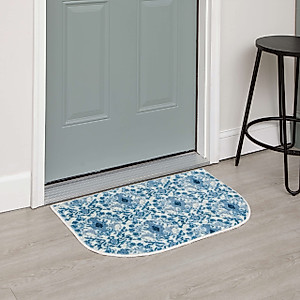 Mohawk Home Damask Tile Casual Ornamental Navy Blue 1' 8" x 2' 6" Kitchen Mat Perfect for Living Room, Dining Room, Office