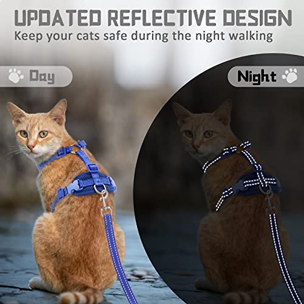 Supet Cat Harness and Leash for Walking Escape Proof, Adjustable Harness for Cats, Easy Control Small Cat Harness for Medium Large Kitten and Dogs