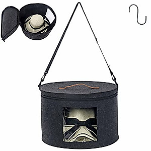 Affogato Hat Box, Hat Storage Box for Women & Men, Travel Hat Box with Handle and Hook, Stackable Felt Cowboy Hat Box with Dust-proof Lid for Clothes Stuffed Animal Toy Storage Travel Bag