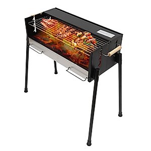 Folding Barbecue Grill Stainless Steel Portable Charcoal BBQ Grill Lightweight Tabletop Grills Outdoor Camping Barbecue Grill Tools for Patio Backyard, Hiking Picnics, Outdoor Event