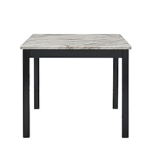 New Classic Furniture Celeste Faux Marble Counter Dining Table with Four Chairs, 5-Piece, Black