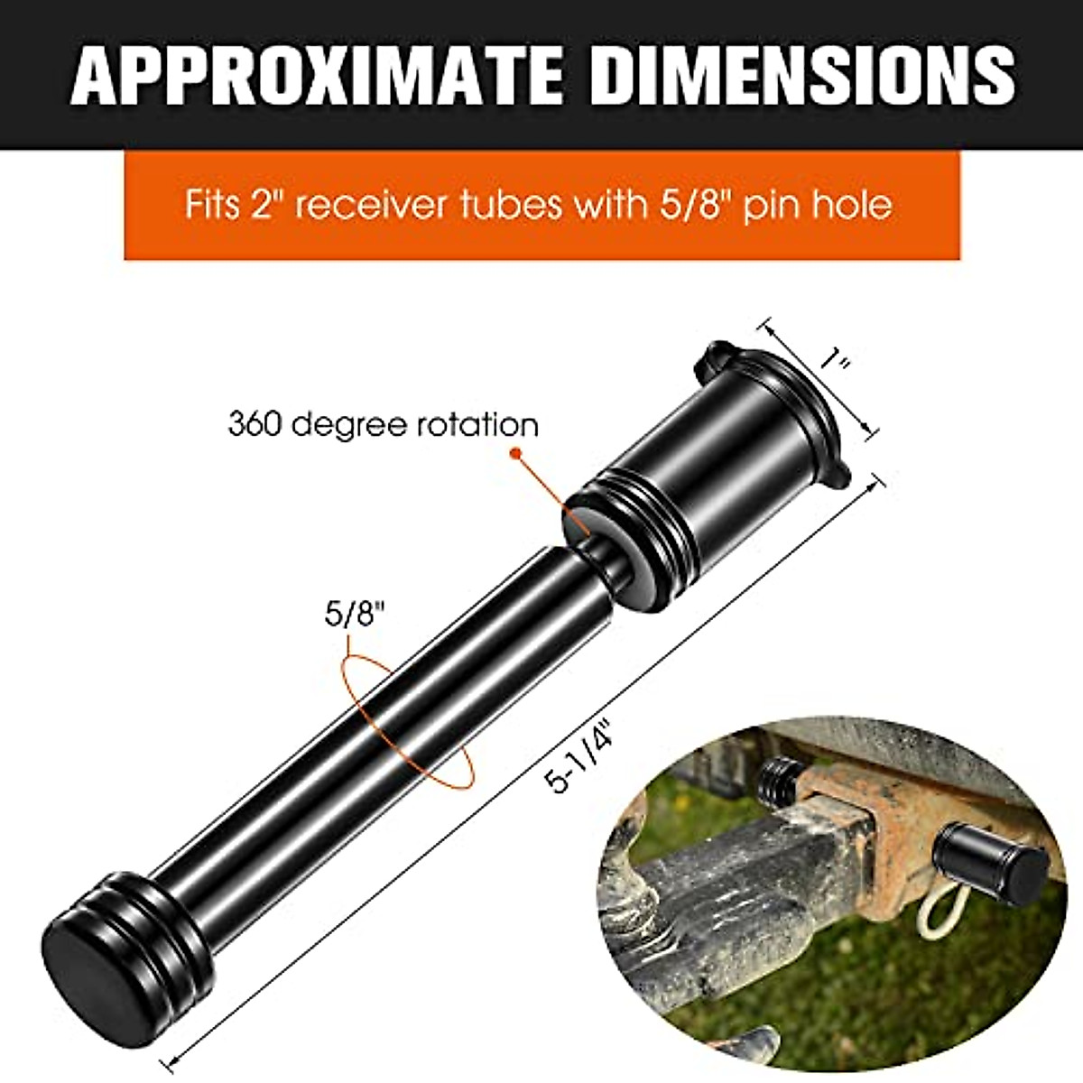 4 Pack Black Hitch Receiver Pin Lock with Keys, Trailer Receiver Lock with 5/8-inch Pin Diameter Fits 2-inch Receiver Tube for Trailer Truck Car Boat