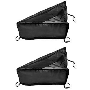 QWORK Corner Hay Feeder Bags, 2 Pack Large Capacity Hay Bag for Horse, Reduces Waste, with Mesh Bottom and Snap Closure, for Horse Trailer Stalls, Black