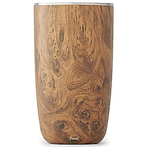 S'well Stainless Steel Ice Bucket with Tongs - Holds 68oz of Ice & Stainless Steel Wine Chiller - 750ml - Teakwood - Triple-Layered Vacuum-Insulated Container