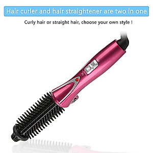 Hair Curler Brush, Professional Curling Iron Brushes Salon Air Paddle Styling Brush Negative Ion Generator Ceramic Lightweight Hot Air Volumize Hair Brush for Volume and Soft Curls(US)