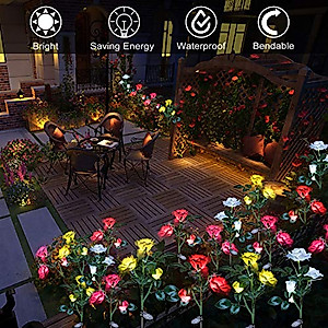 Solar Garden Stake Lights, Waterproof Solar Rose Lights Outdoor Decorative Rose Flowers LED Lights with 3 Roses for Garden Landscape Lawn Yard Courtyard Patio Backyard Decorations