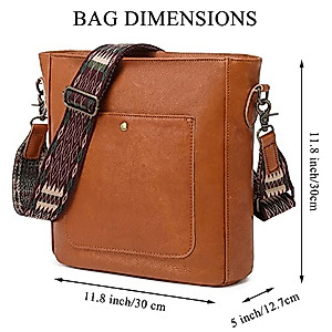G-FAVOR Leather Crossbody Bag Leather Handbag for Women Brown Vegan Leather Designer Purse Shoulder Zipper Bag for Women