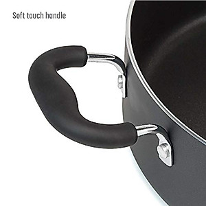 Goodful Aluminum Non-Stick Sauté Pan Jumbo Cooker with Helper Handle and Tempered Glass Steam Vented Lid, Made Without PFOA, Dishwasher Safe, 5-Quart, Charcoal Gray