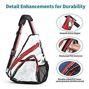ELUTENG Rope Sling Bags Transparent PVC Larger Capacity with Adjustable Strap Durable Men Bags Shoulder Crossbody with Bottle Holder Casual Clear Bag Stadium Approved, Travel, Hiking