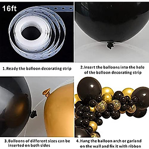 Gold and Black Balloon Garland Kit, 104Pcs Black and Gold Balloons Party Decorations 4 Size Black Gold Latex Party Balloons for Black and Gold Birthday Decorations, New Years, Wedding, Graduation