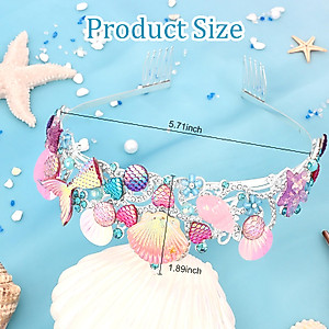 CIEHER Mermaid Crown for Women Girls Pink Shell Tiara Mermaid Princess Tiara for Mermaid Costume Mermaid Birthday Decorations