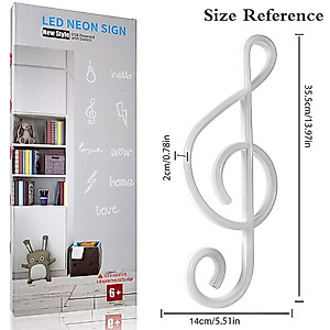 Music decor Neon Sign - LED Neon Lights Wall Decoration, USB or Battery Powered Creative Music Symbol Night Light Bedroom Living Room Girl Room Decor Bar Party Birthday Gift (Pink)