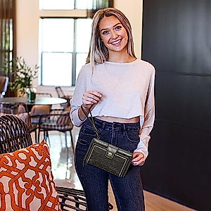 S-ZONE Crossbody Cell Phone Purse Wristlet Wallets for Women RFID Blocking Phone Wallet with 2 Straps