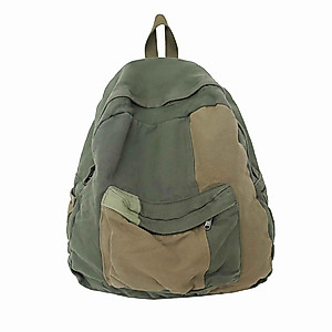 Lefe Liee vintage aesthetic canvas backpack for women men, hippie green small rucksack boho grunge bags, hemp lightweight day pack, casual daypack sage green japanese high y2k backpack