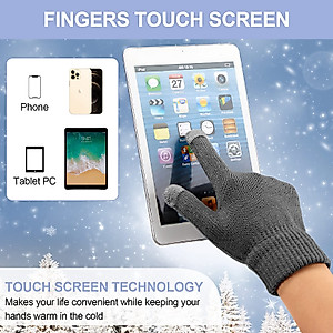 12 Pieces Kids Winter Hat Glove Scarf Sets Thick Fleece Lining Cap Knitted Beanie Warm Touchscreen Mitten Neck Warmer Gaiter for Boys and Girls, Age 5-14