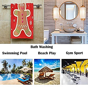 Christmas Hand Towels 16x30 in Bathroom Towel, Happy New Year Snowflakes Christmas Gingerbread Man Ultra Soft Highly Absorbent Small Bath Towel Winter Merry Christmas Bathroom Decor Gifts
