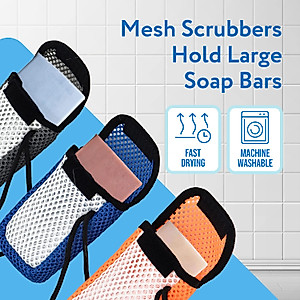 IMPRESA [3 Pack] Exfoliating Large Bar Soap Saver Pouch fits Duke Cannon Bar Soaps, Soap Scrubber Pouch Holds Up To 4.58 x 2.75 x 1.5 Inches Soaps