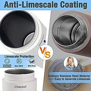 CHACEEF Travel Electric Kettle, 350ml Small Portable Kettle with Non-stick Coating, BPA Free, 3 Colors LED Water Boiler with Keep Warm Function, Fast Boil and Auto Shut Off Water Kettle, White