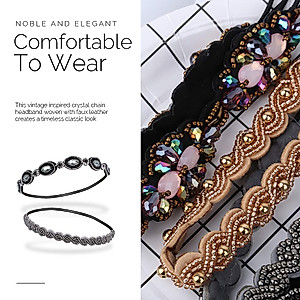 Teenitor Elastic Beaded Headbands, 5pcs Beads Headband,Jewels Headband,Crystal Rhinestone Headband for Women Girls