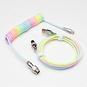 Sumgsn Custom Coiled Keyboard Cable USB Type-C for Mechanical Gaming Keyboard 1.8m