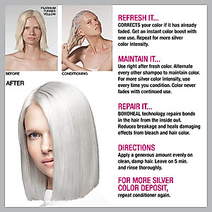 NO FADE FRESH Icy Silver Platinum Color Depositing Conditioner - Semi Permanent Hair Color with BondHeal Bond Rebuilder - Silver Hair Dye, Toner to Remove Yellow - Deep Conditioner Hair Mask 6.4 oz