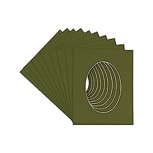 CountryArtHouse Dill Green Acid Free 8.5x11 Oval Picture Frame Mat with White Core Bevel Cut for 6x9 Pictures - Fits 8.5x11 Frame - Pack of 10 Matboards