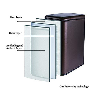 CLTEC 5 Liter/1.3 Gallon Bathroom Trash Can with Lid Soft Close, Removable Inner Waste Basket, Rectangular Slim Small Garbage Can for Bedroom Office, Narrow Step Trash Bin, Dark Bronze Finish