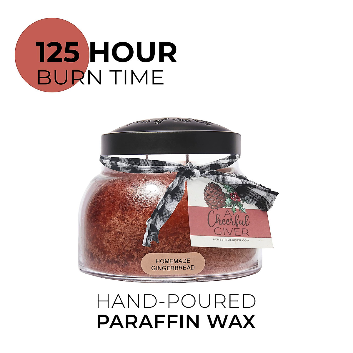 A Cheerful Giver - Homemade Gingerbread Mama Scented Glass Jar Candle (22oz) with Lid & True to Life Fragrance Made in USA