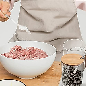 77L Sugar Bowl, Glass Sugar Bowl with Sugar Spoon and Bamboo Lid for Home and Kitchen, Elegant Design, 11.8 FL OZ (350 ML)